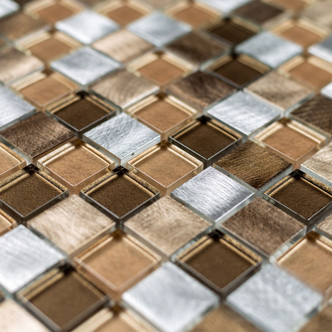 Platin Bronze Square Mosaics SG002 I Tiles DIY