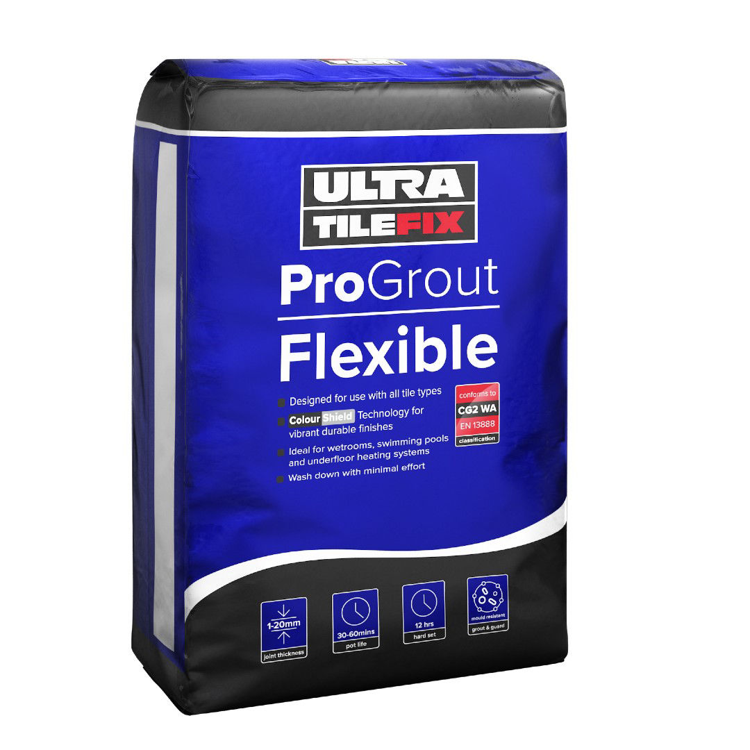 ProGrout Flexible Silver Grey Grout 10kg I Tiles DIY