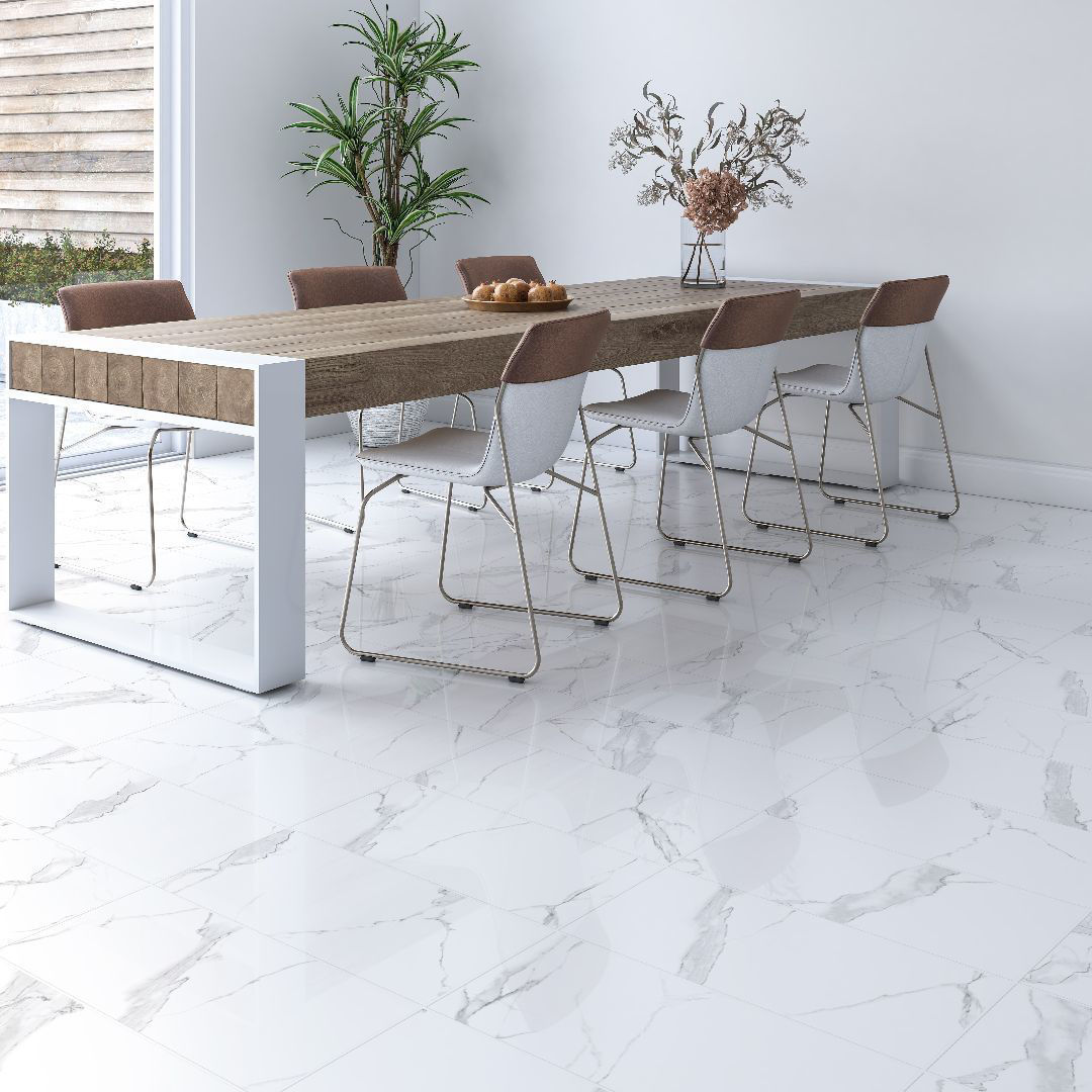 Calacatta Blanco Polished White Marble Effect Tile 30x60 cm I Tiles DIY