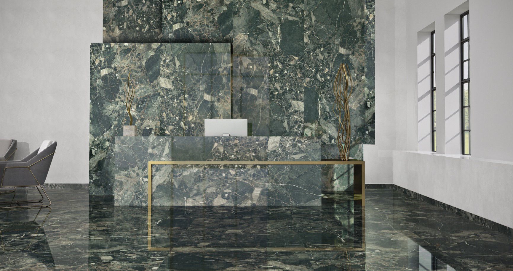 Indi Green Polished Tile 60x120 cm I Tiles DIY