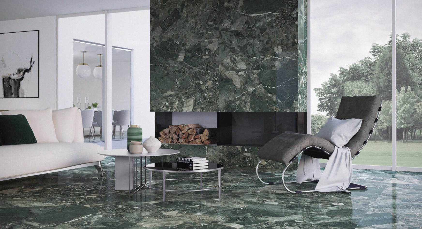 Indi Green Polished Tile 60x120 cm I Tiles DIY