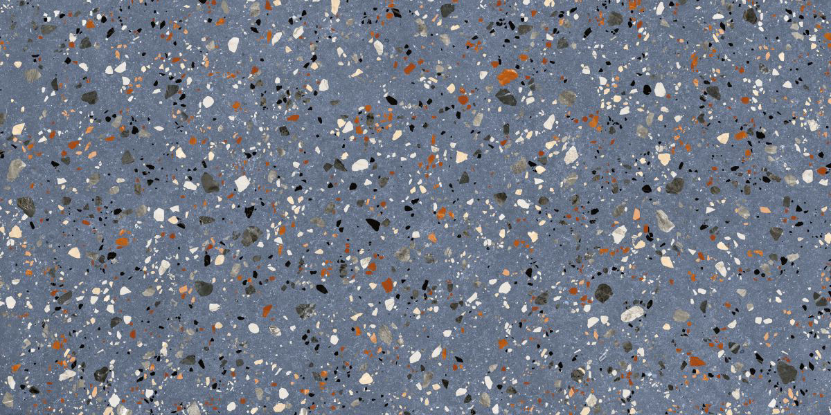 Gobi Blue Matt Terrazzo Effect Tile 60x120 cm I Tiles DIY