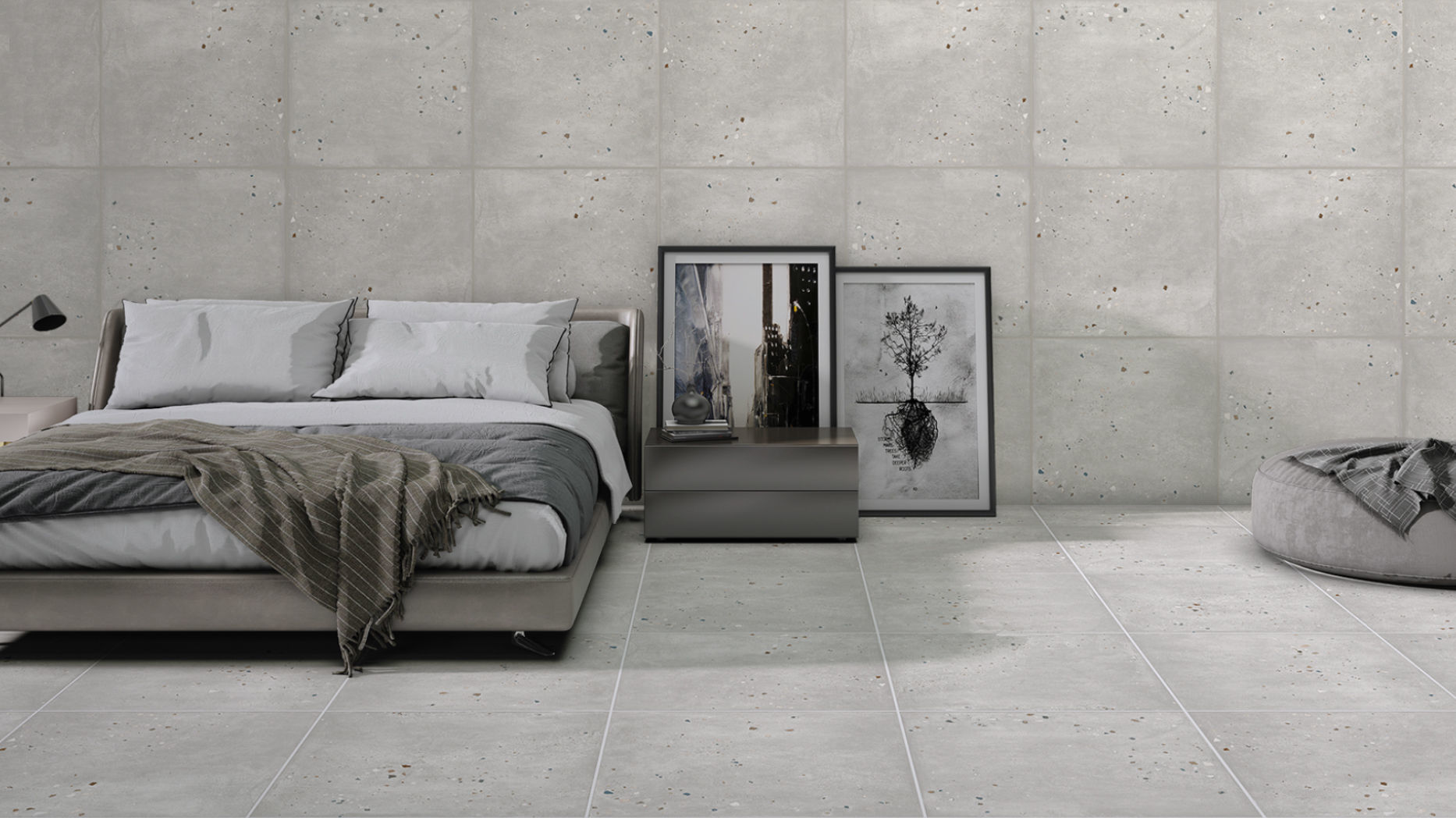Moment Grey XL Matt Terrazzo Tile 80x80 cm I Tiles DIY