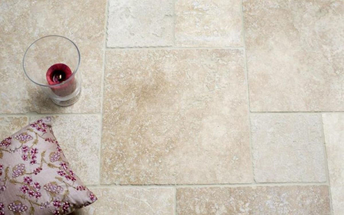 Tumbled Light Travertine Modular Opus Pattern I Tiles DIY