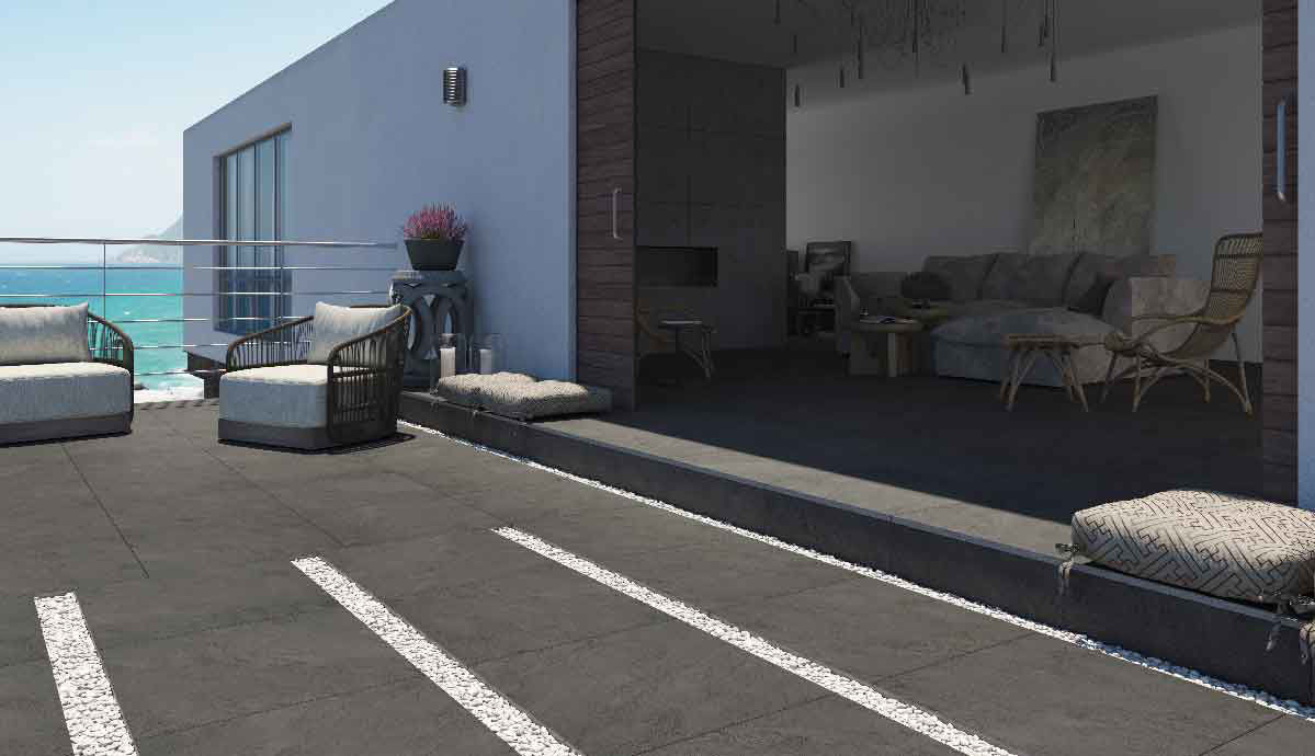 Sierra Anthracite Porcelain Paving Slab 60x60 cm I Tiles DIY