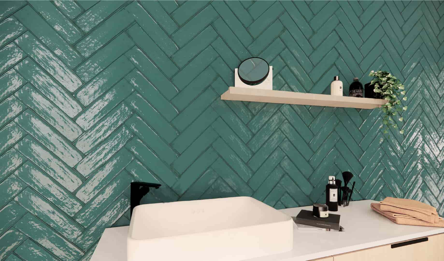 Rain Aquamarine Glossy Wall Tile 7.5x30 cm I Tiles DIY