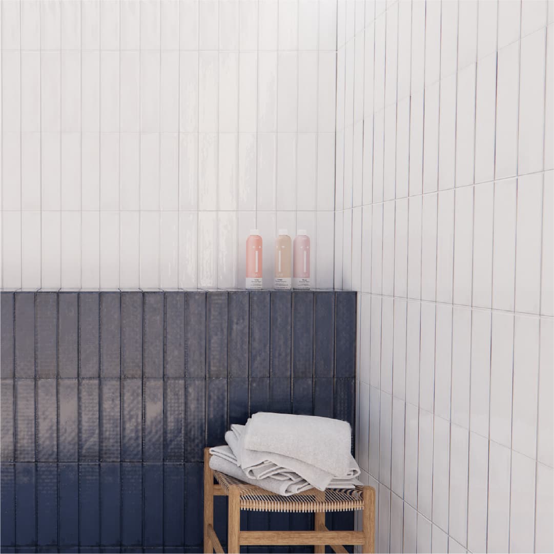 Rain Blue Glossy Wall Tile 7.5x30 cm I Tiles DIY