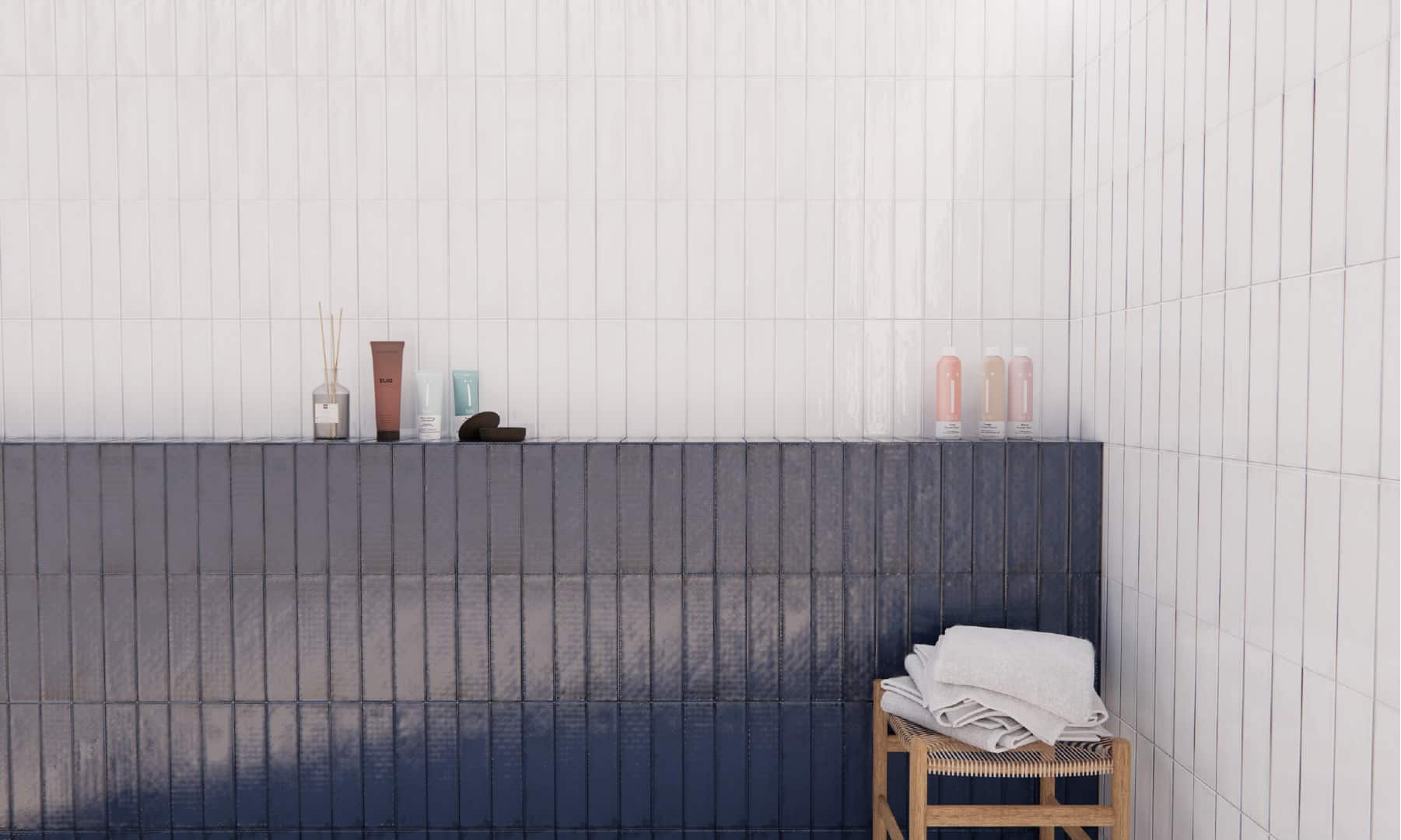 Rain White Glossy Wall Tile 7.5x30 cm I Tiles DIY