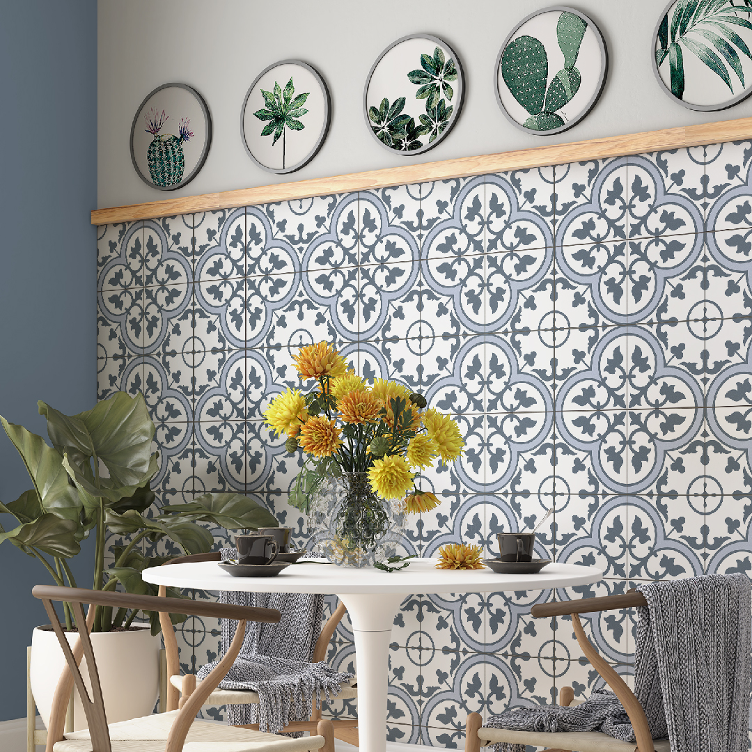 Ledbury Marina Blue Pre-Cut Matt Tile 45x45 cm I Tiles DIY