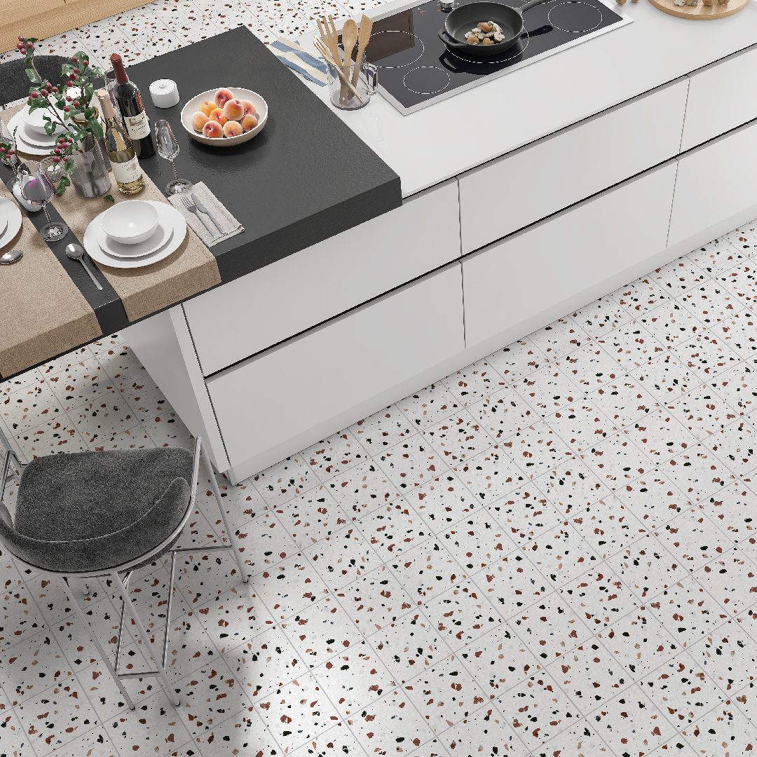 Confetti Coffee Terrazzo Look Tile 19.7x19.7 cm I Tiles DIY